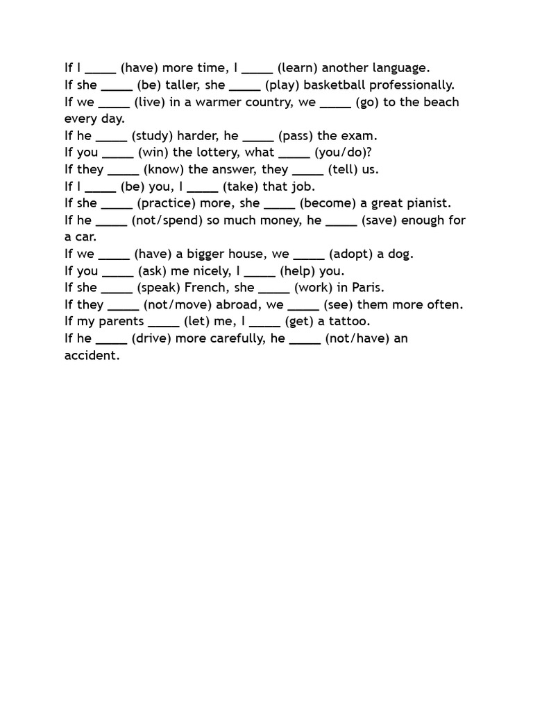 If I - (Have) More Time, I - (Learn) Another Language | PDF