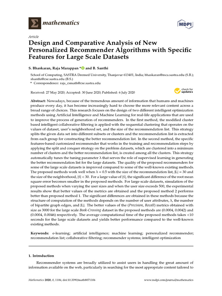Design and Comparative Analysis of New Personalized Recommender Algorithms With Specific ...