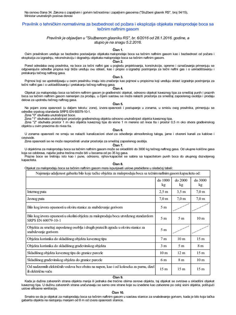 Pravilnik o Tehnickim Normativima Za Maloprodaja Boca Sa TNG | PDF