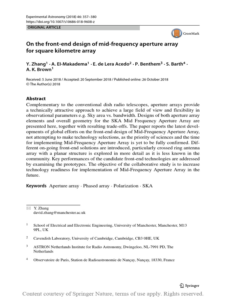 On The Front-End Design of Mid-Frequency Aperture | PDF | Antenna ...