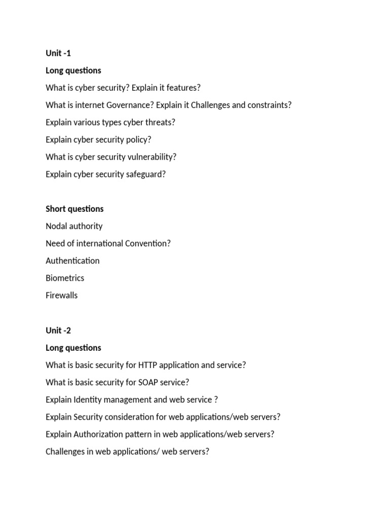 Cyber Security Important Questions | PDF