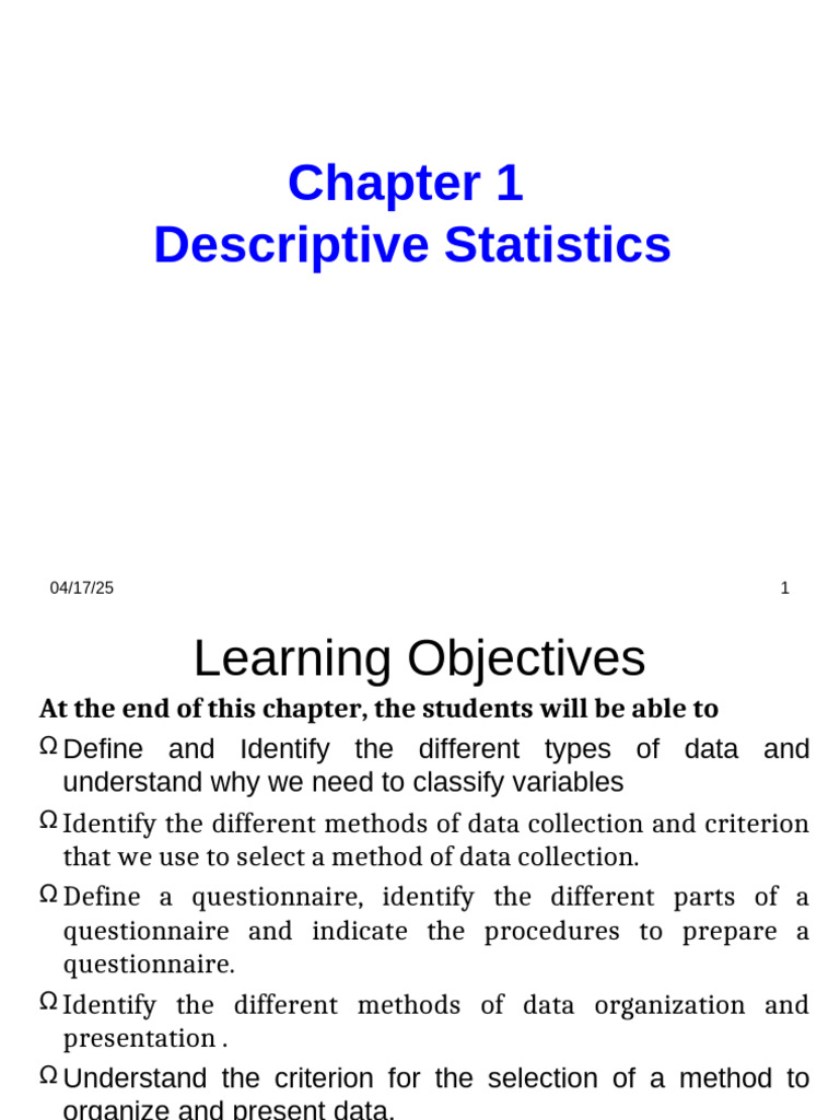 Chapter 1 Biostat Discript Stastics | PDF | Level Of Measurement | Statistics