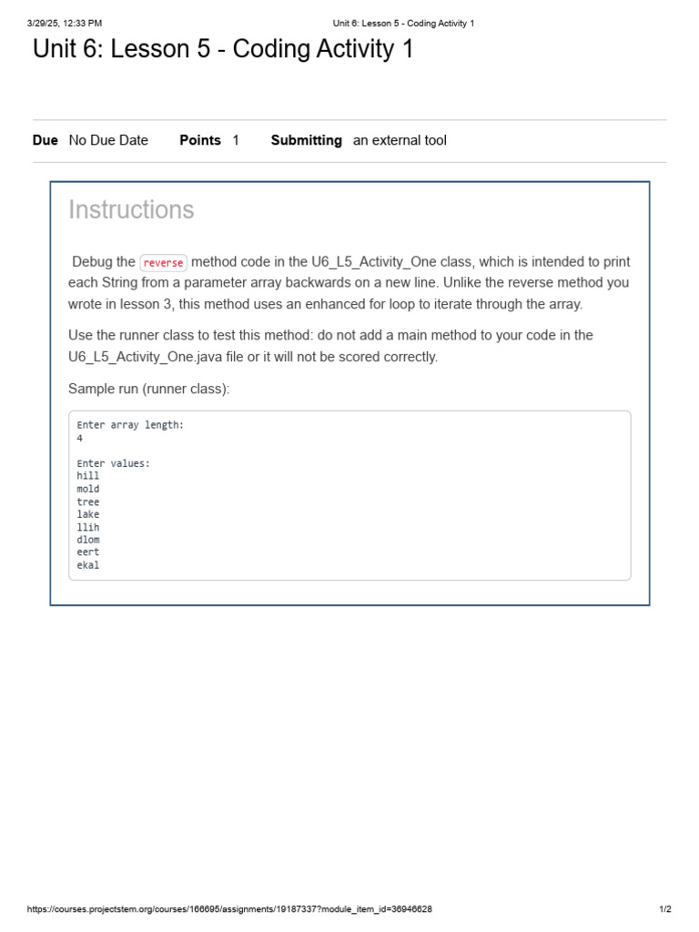 Unit 6 - Lesson 5 - Coding Activity 1 | PDF | String (Computer Science) | Software Engineering