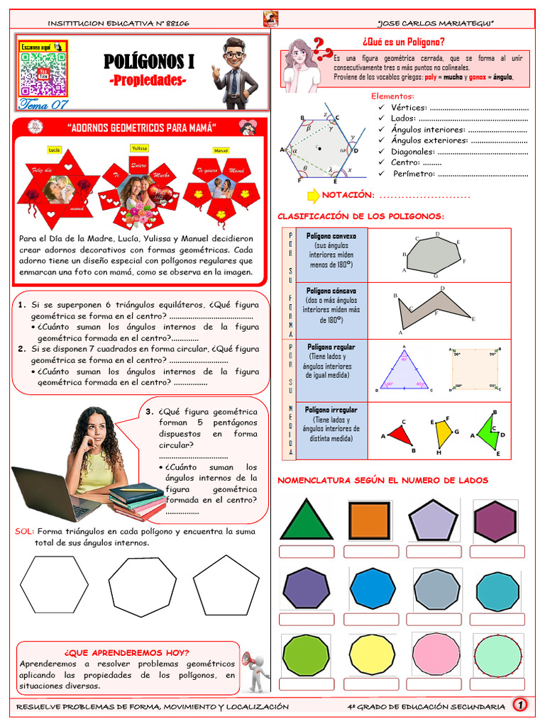 FICHA 7. POLIGONOS I- PROPIEDADES | PDF | Ángulo | Geometría