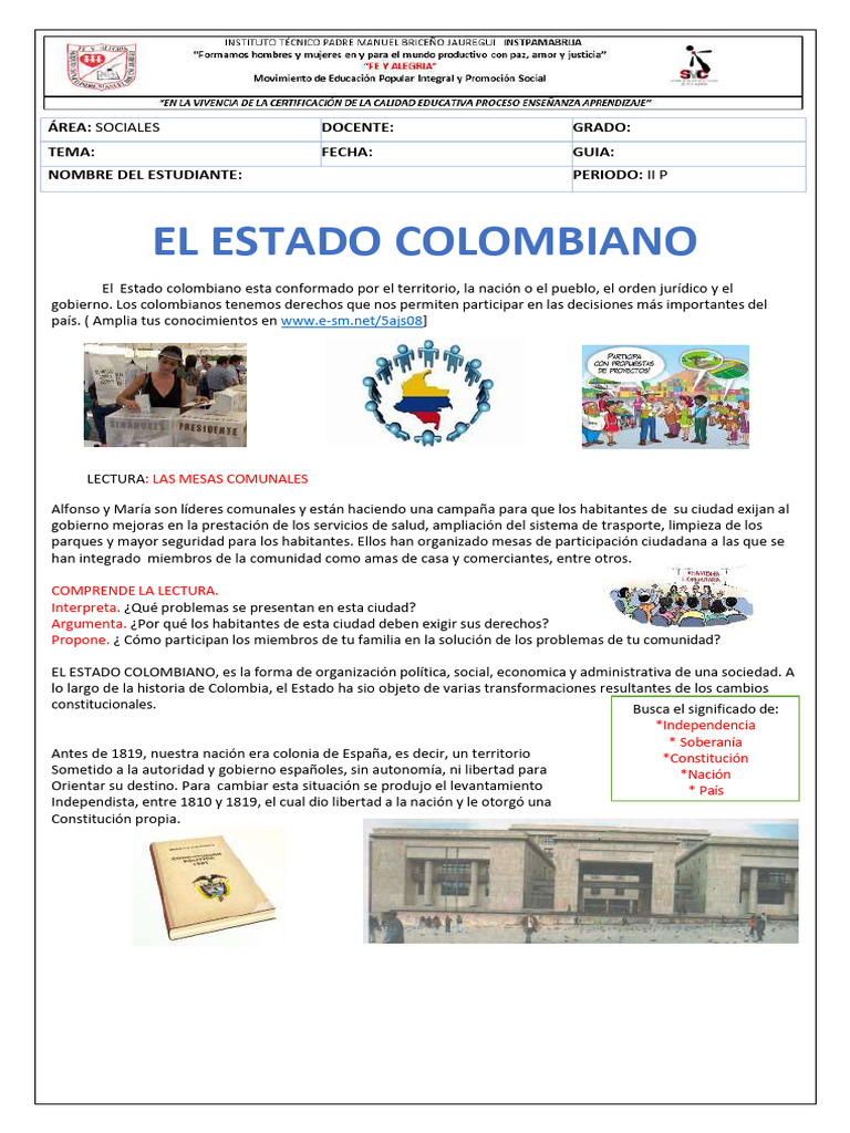 Estructura y Funciones del Estado Colombiano | PDF | Estado (política ...
