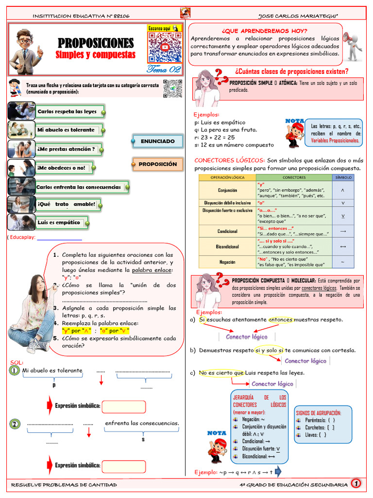 Ficha 2. Proposiciones Simples y Compuestas | PDF | Proposición | Matemáticas