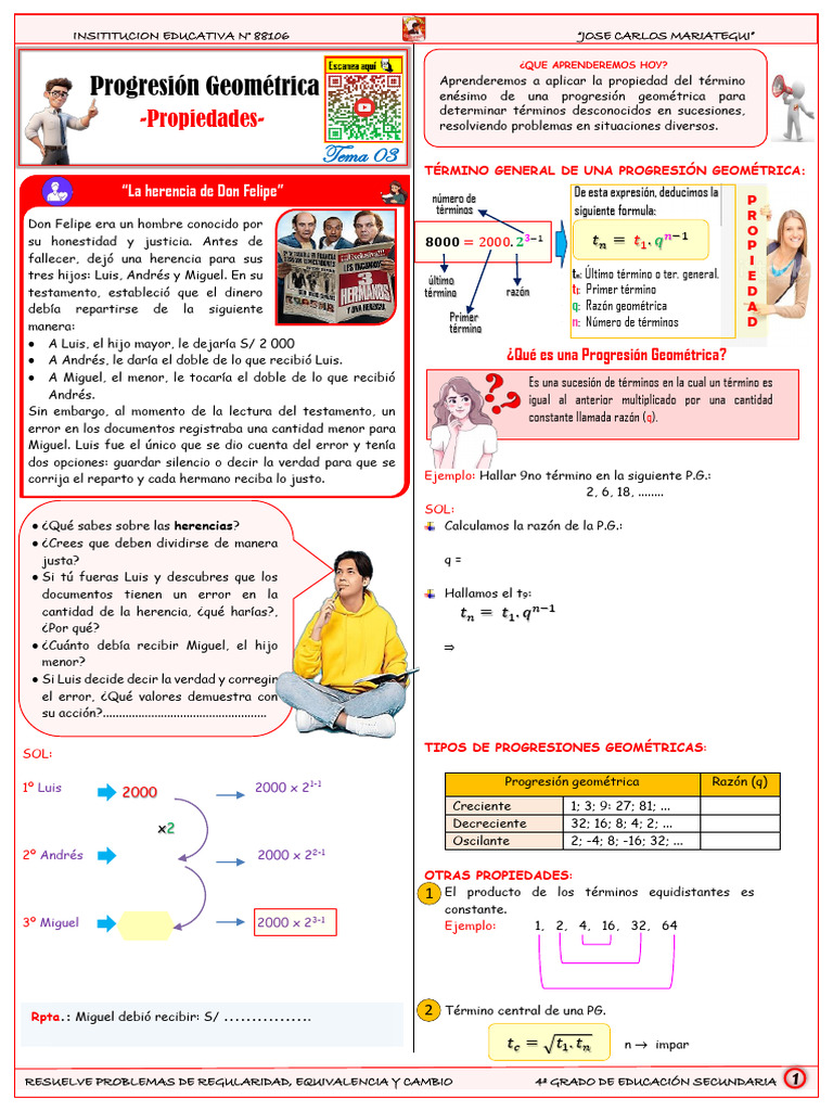 Ficha 3. Propiedades de Una Progresion Geometrica | PDF