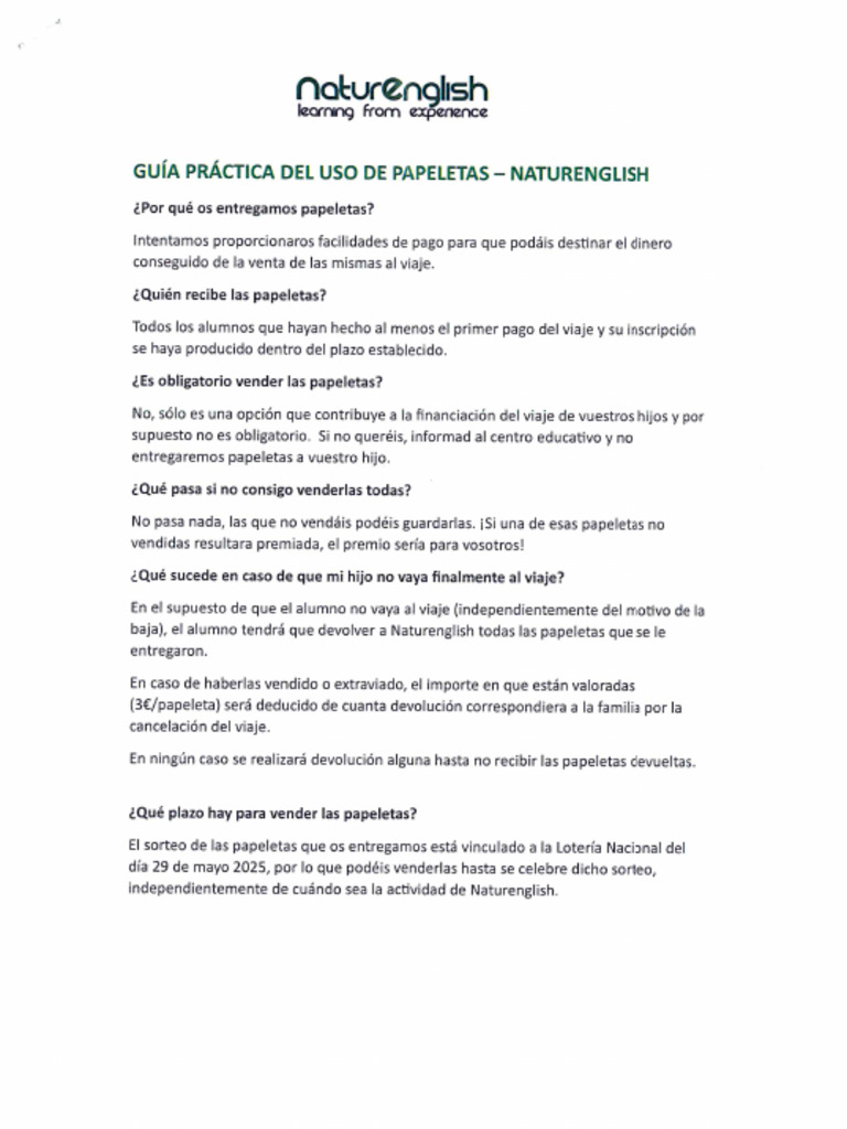 Gua Papeletas Naturenglish | PDF