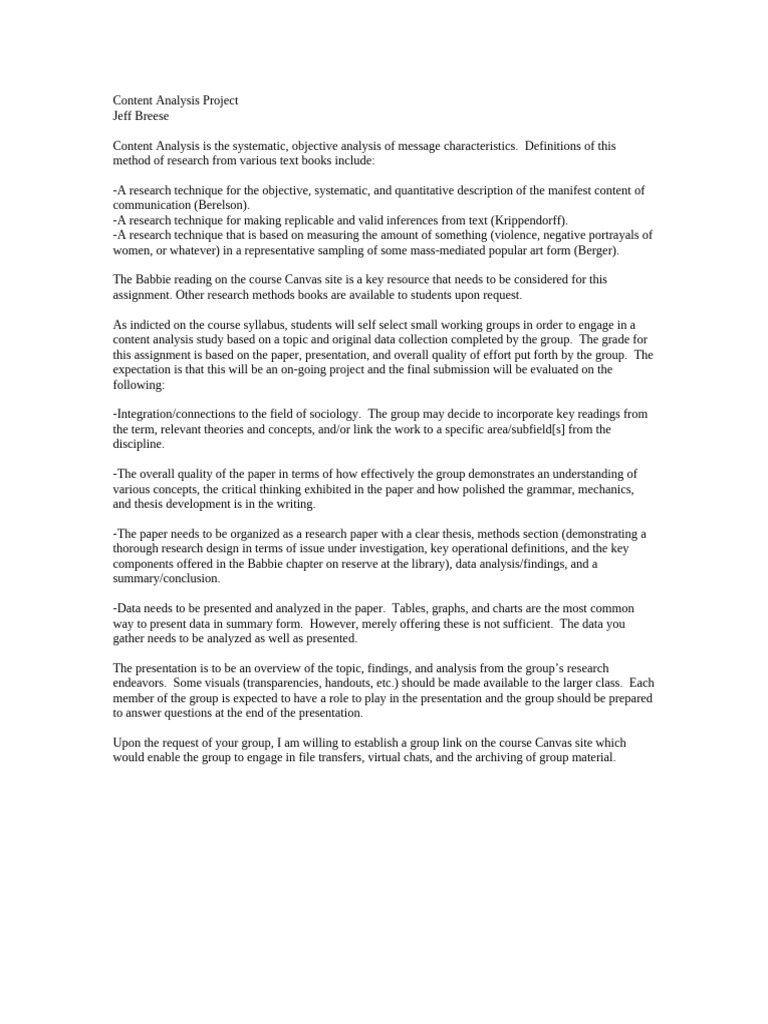 Content Analysis Project Guidelines | PDF | Analysis | Data