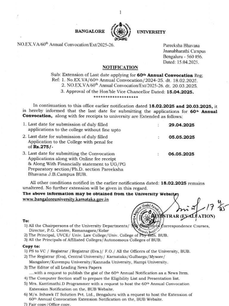 60 TH Annual Convocation Fee Extension April 2025 | PDF