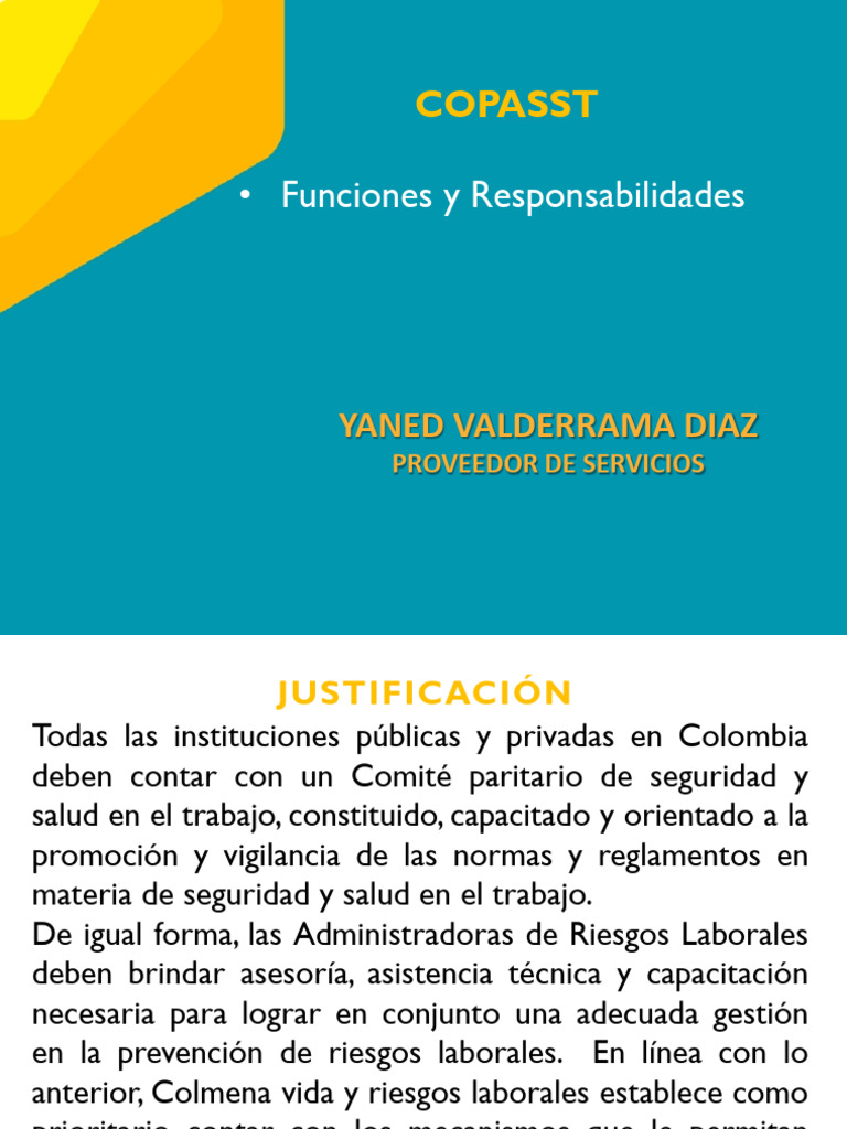 Funciones del COPASST en Seguridad Laboral | PDF | Seguridad y salud ...