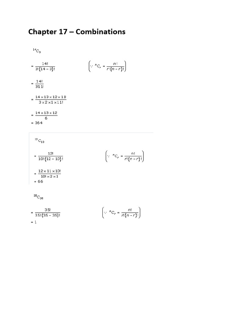 Chapter 17 - Combinations | PDF