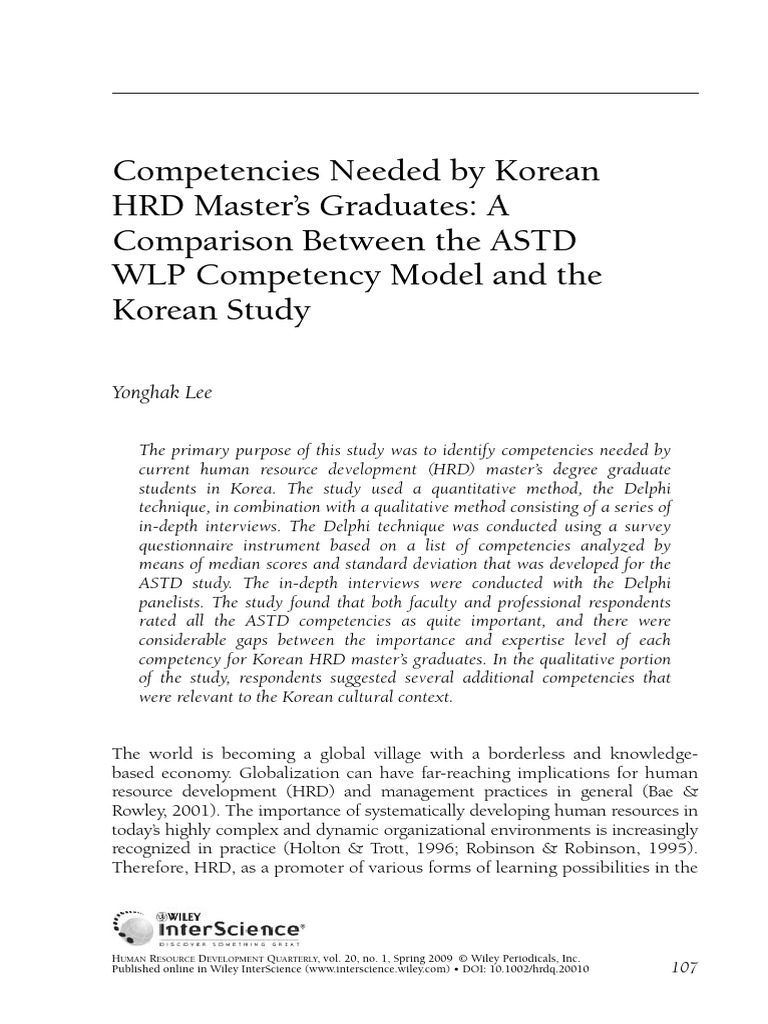 Competencies Needed by Korean HRD Master's Graduates | PDF | Cognition