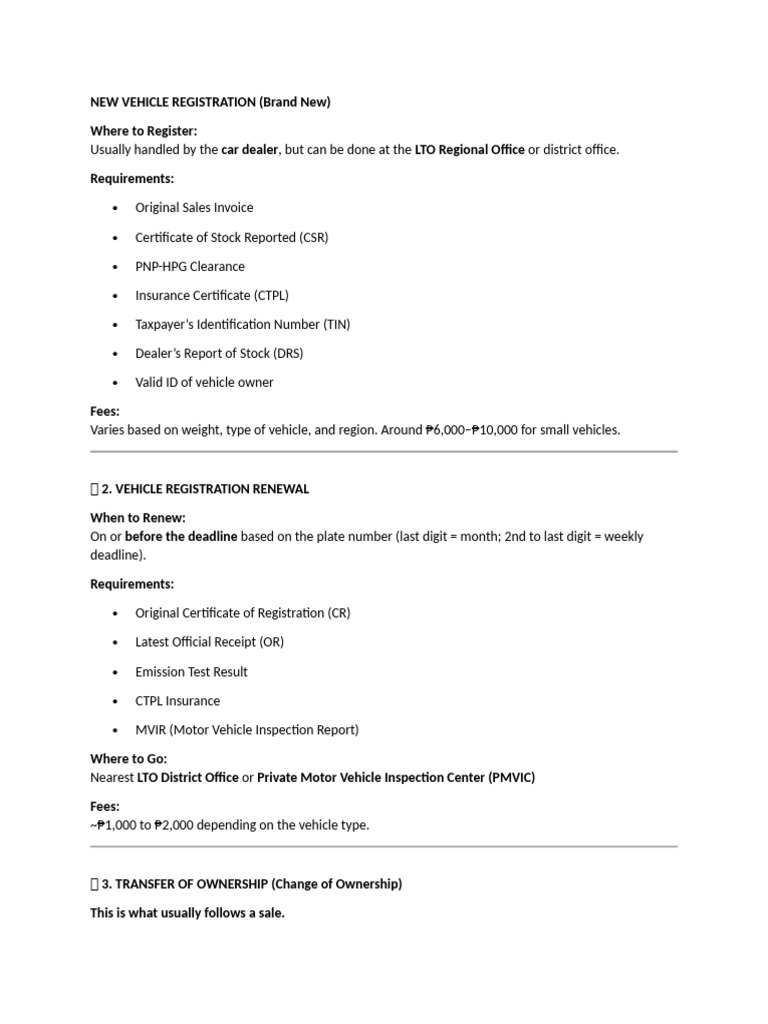 New Vehicle Registration Guide | PDF