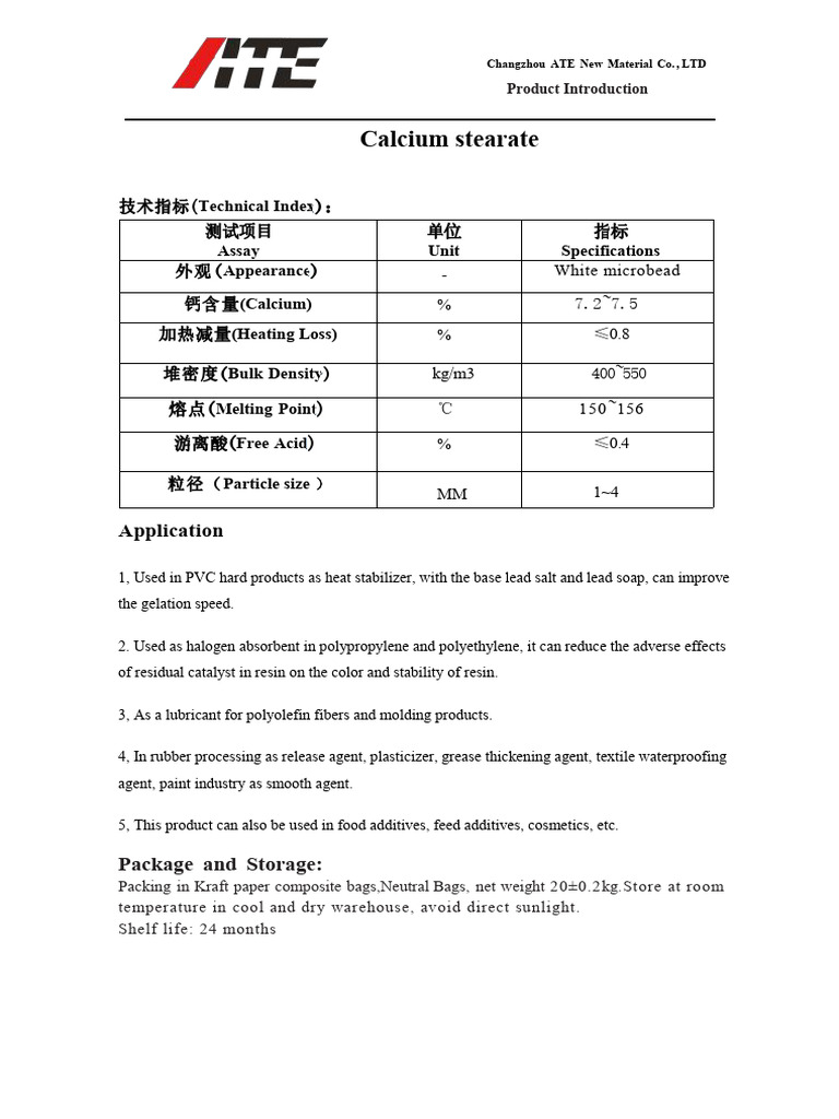 Calcium stearate in microbeads-TDS | PDF