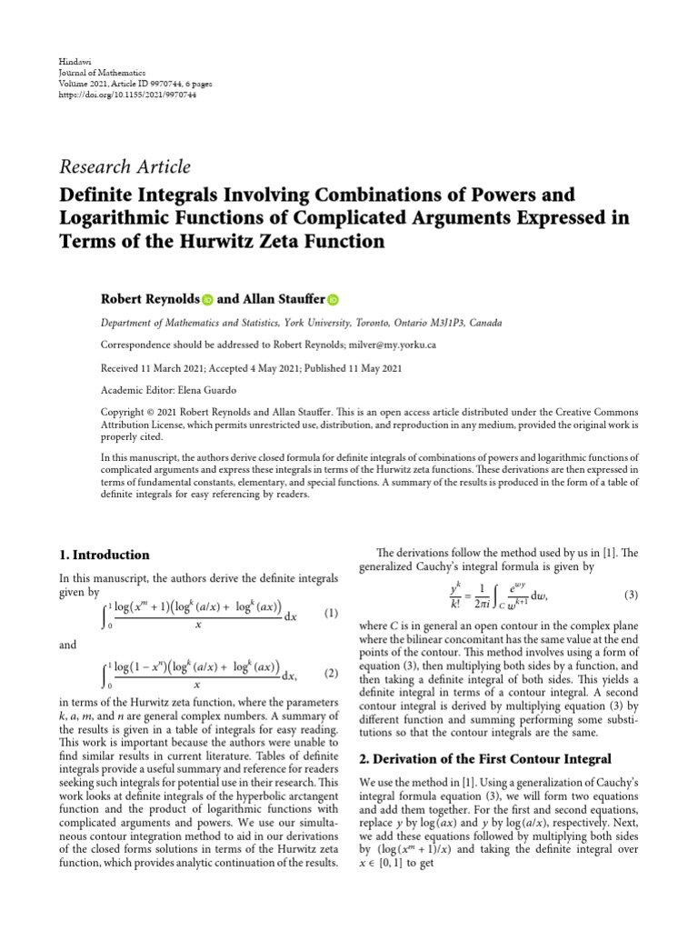 Definite Integrals Involving Combinations of Power | PDF | Logarithm | Integral