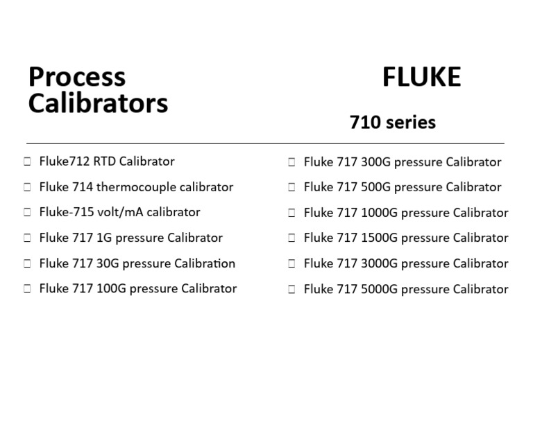 Fluke Calibration Equipment Overview | PDF