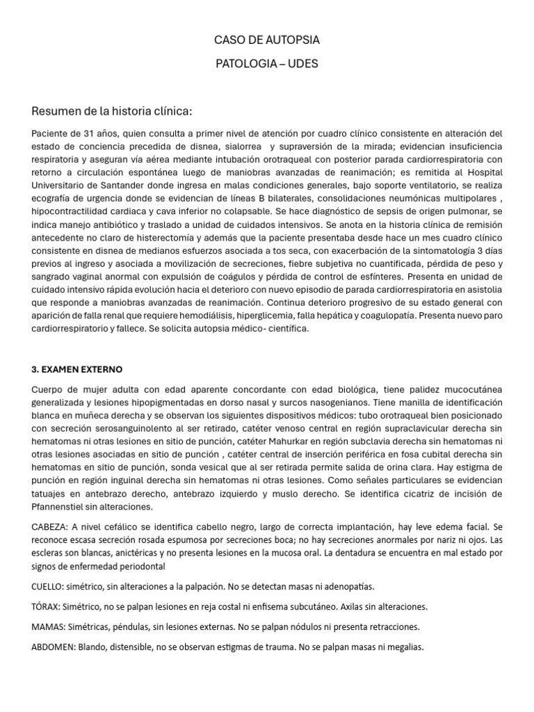 Autopsia de Caso Clínico Complejo | PDF | Sistema digestivo humano ...