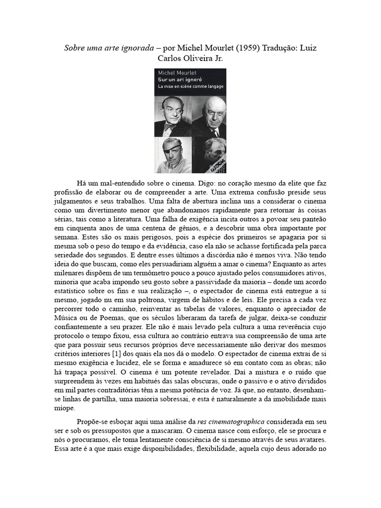 Cinema: A Arte Ignorada por Mourlet | PDF | Fotografia cinematográfica ...
