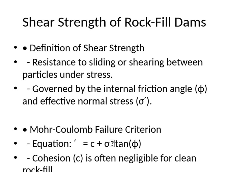Shear Strength RockFill Dam | PDF