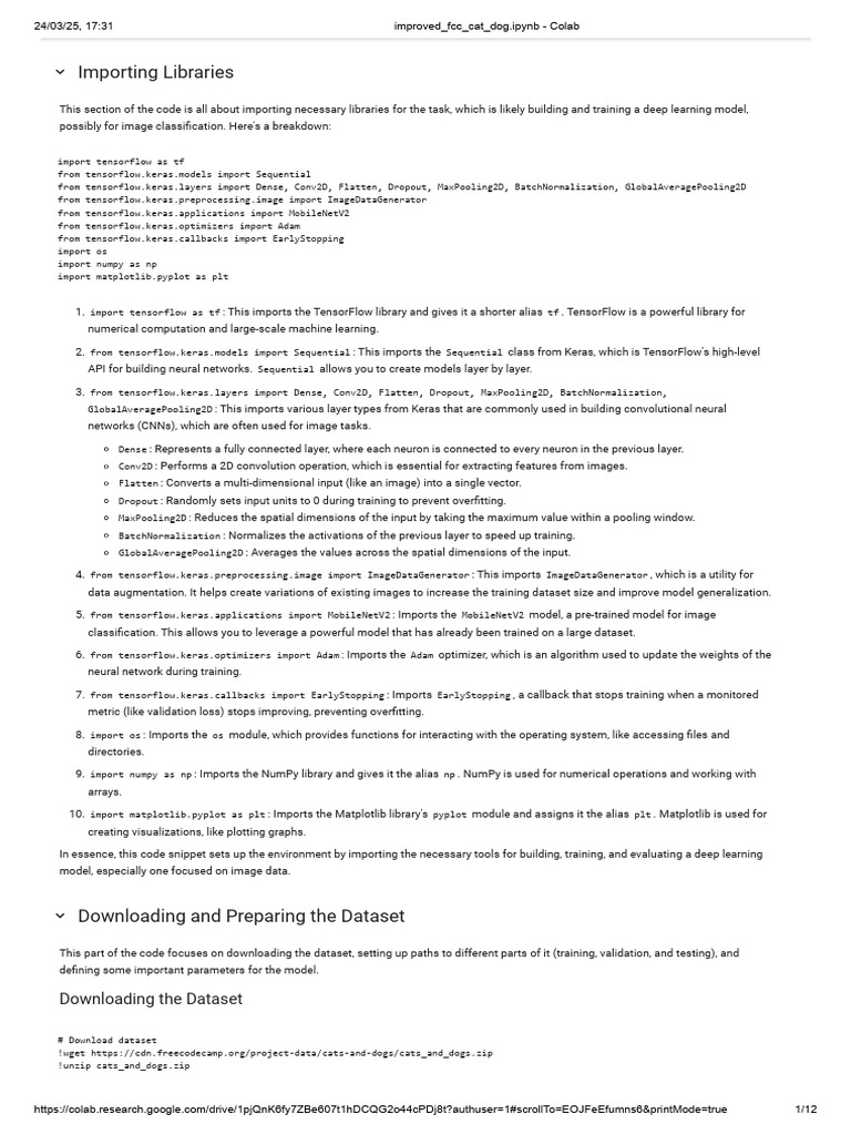 Improved - FCC - Cat - Dog - Ipynb - Colab | PDF | Deep Learning | Applied Mathematics