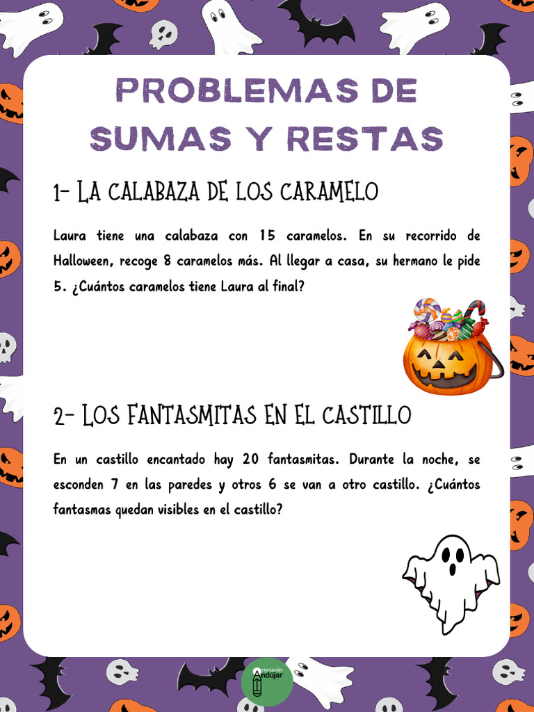 Problemas de Sumas y Restas Halloween | PDF