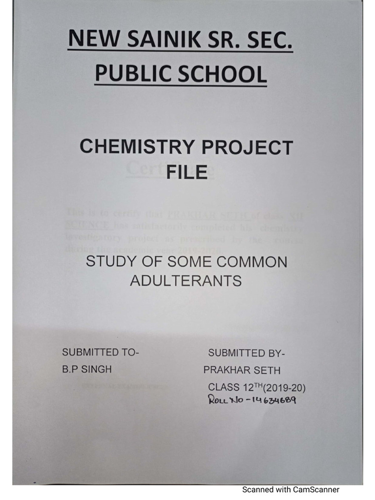 Chemistry Project File 1 | PDF