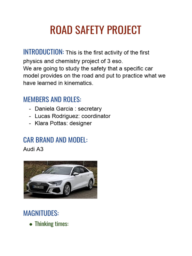 Audi A3 Road Safety Analysis | PDF