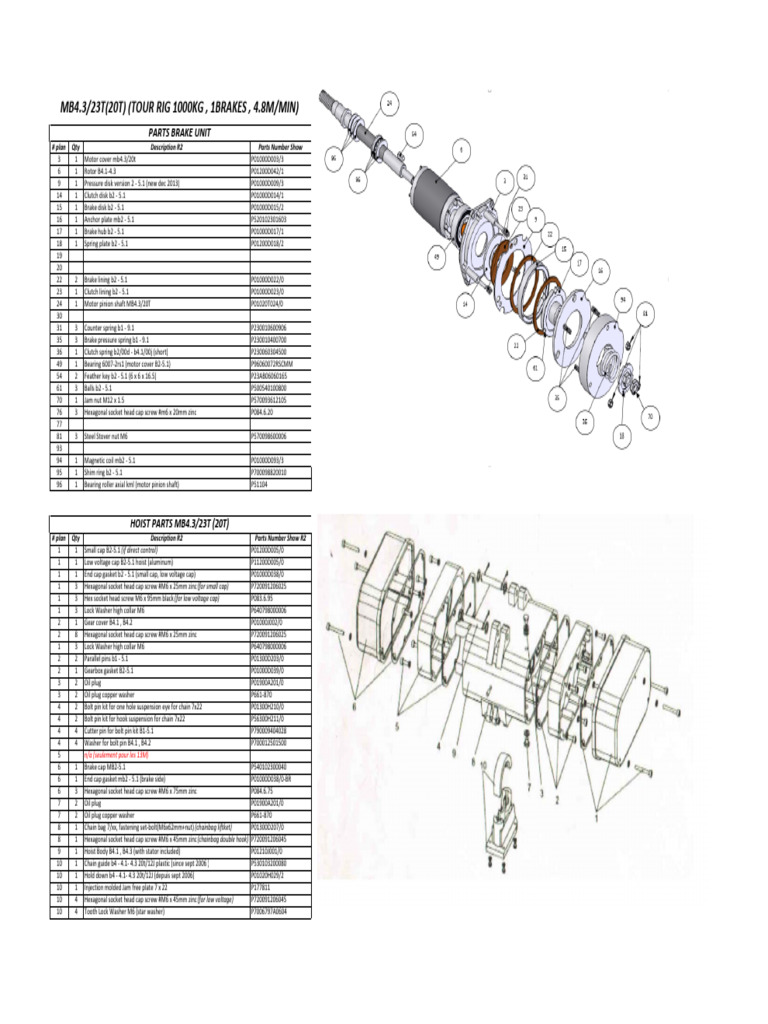 Tour Rig 1000kg Parts List | PDF | Screw | Machines
