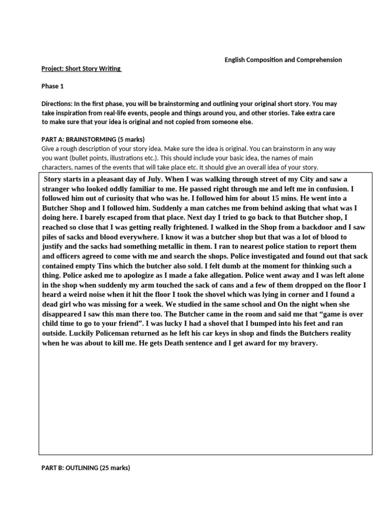 Short Story Writing Project Guide | PDF