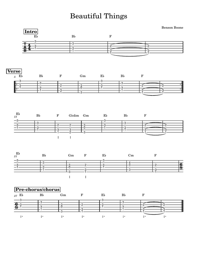 Beautiful Things | PDF | Song Structure | Popular Music