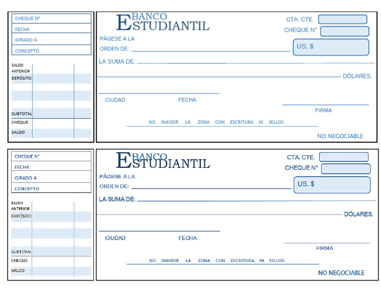 Cheque Estudiantil: Formato y Uso | PDF