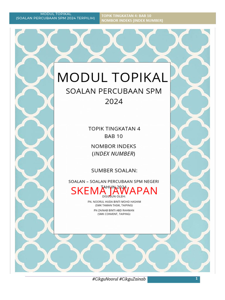 T4 BAB 10 NOMBOR INDEKS (PSPM 2024) - SKEMA - PDF - 20250127 - 222723 ...