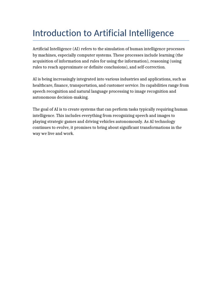 Overview of Artificial Intelligence | PDF