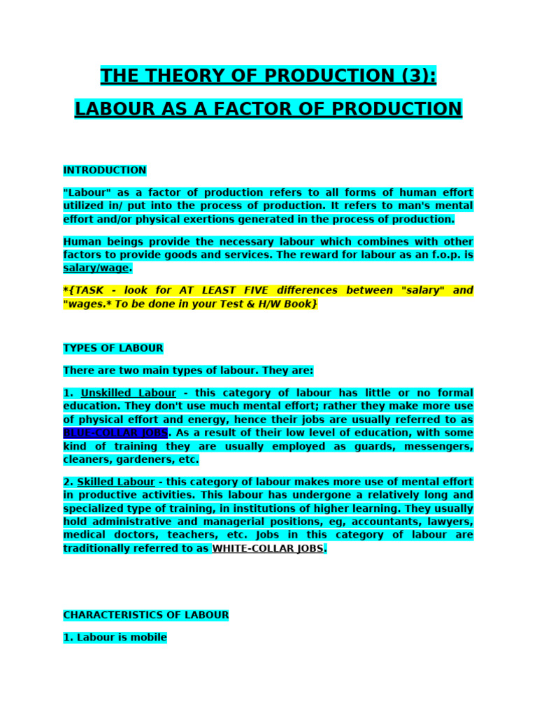 Understanding Labour in Production Theory | PDF | Labour Economics | Salary