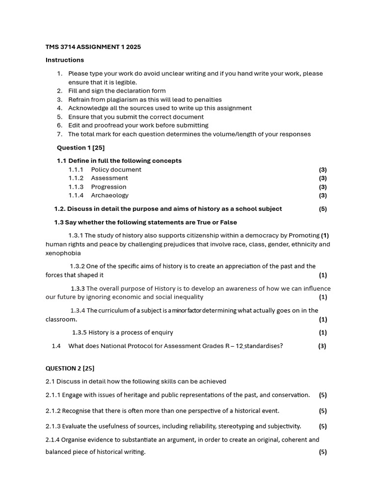 Tms 3714 Assignment 1 2025 | PDF | Teachers | Learning