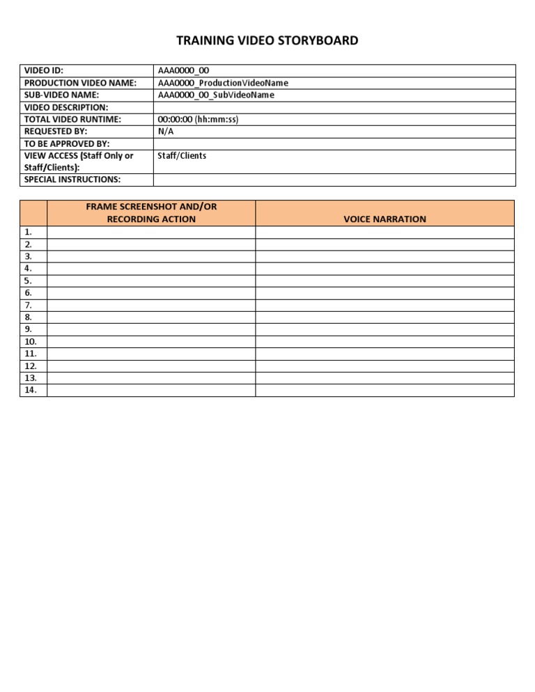 Video Storyboard for Training Production | PDF
