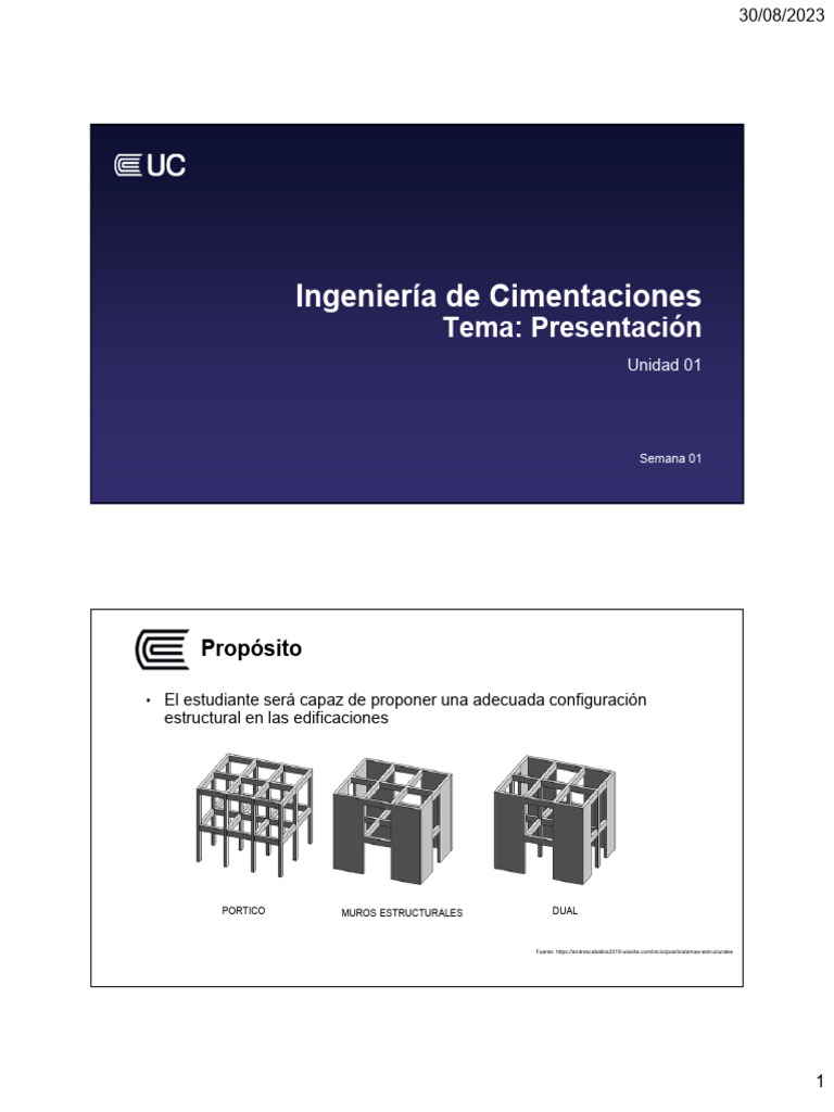 SEMANA 01- CONFIGURACIÓN ESTRUCTURAL | PDF | Fundación (Ingeniería) | Doblar