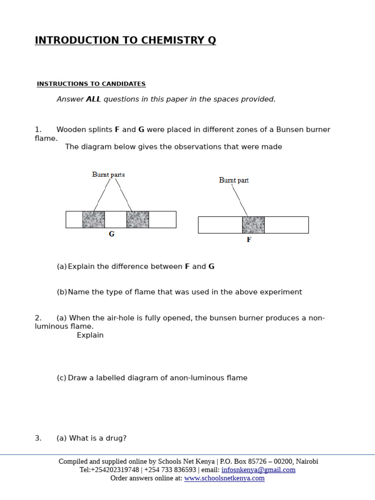 Introduction To Chemistry Questions | PDF | Materials | Physical Sciences