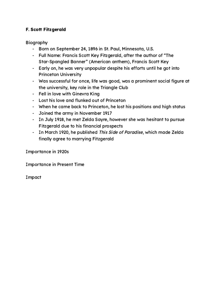 F Scott Fitzgerald | PDF