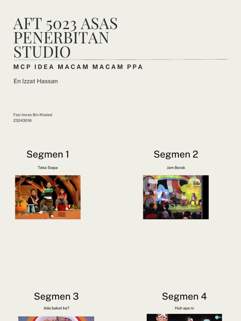 Aft 5023 Asas Penerbitan Studio PDF | PDF