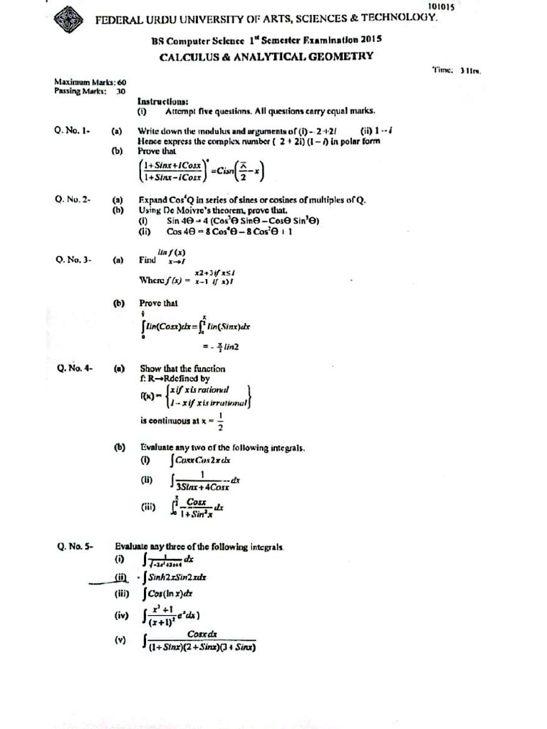 Bscs Sem-1 Calculus | PDF