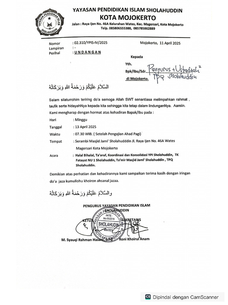 UNDANGAN HBH UNTUK TPQ | PDF