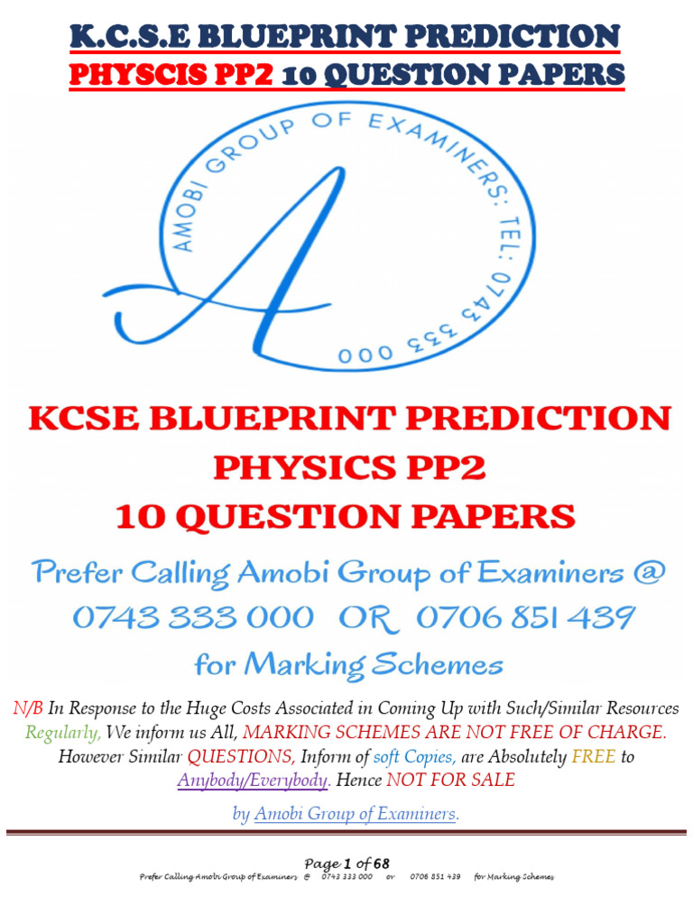 Phy PP2 BP Kcse Prediction | PDF | Transformer | Photoelectric Effect