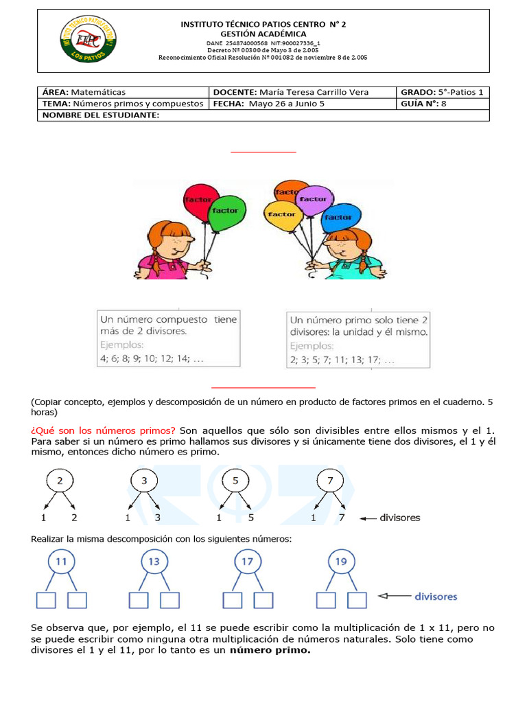 Descomposición en Factores Primos | PDF | Número primo | Multiplicación