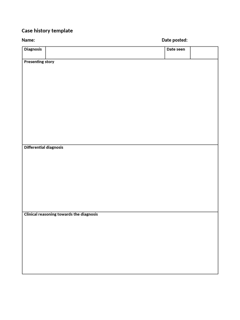 Case History Template Overview | PDF