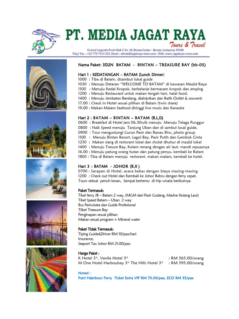 3D2N Batam Bintan Treasure Bay 2023 | PDF