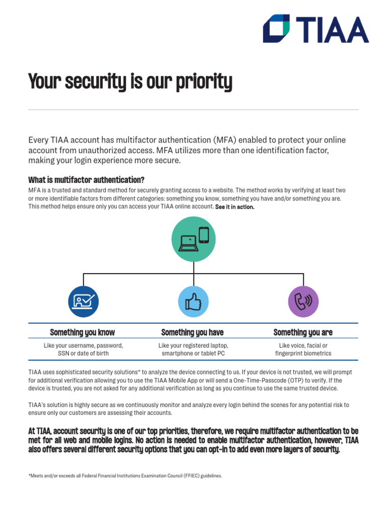 TIAA Security Authentication Flyer | PDF | Authentication | Cyberspace