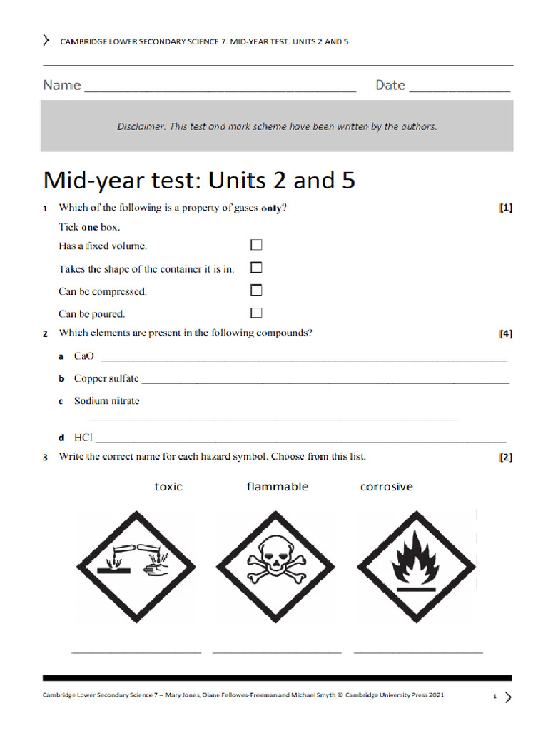 S7 Mid-Year Test Units 2 and 5 | PDF