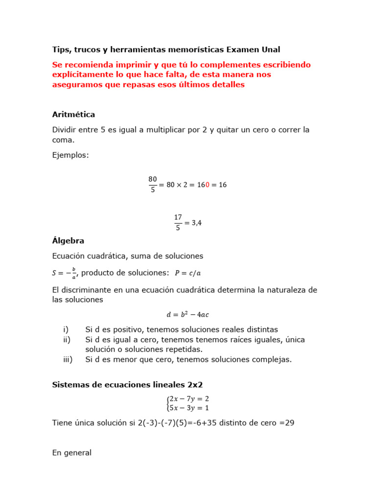 As Fórmulas Matemáticas A Memorizar Para O Sat – EMXE